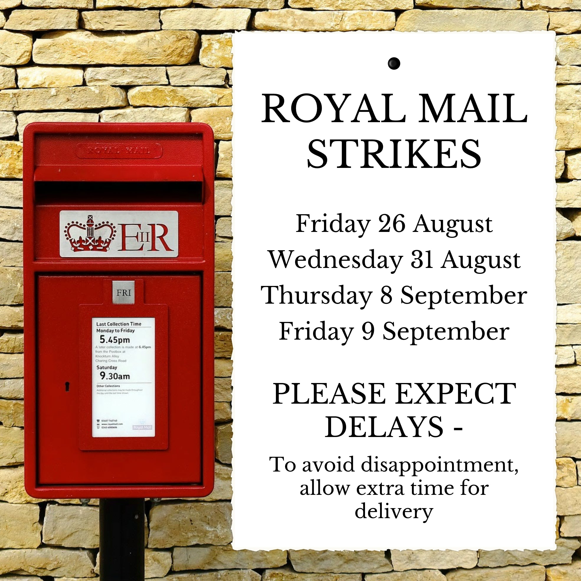 Royal Mail Strikes - Expect Delays – The Dried Petal Company