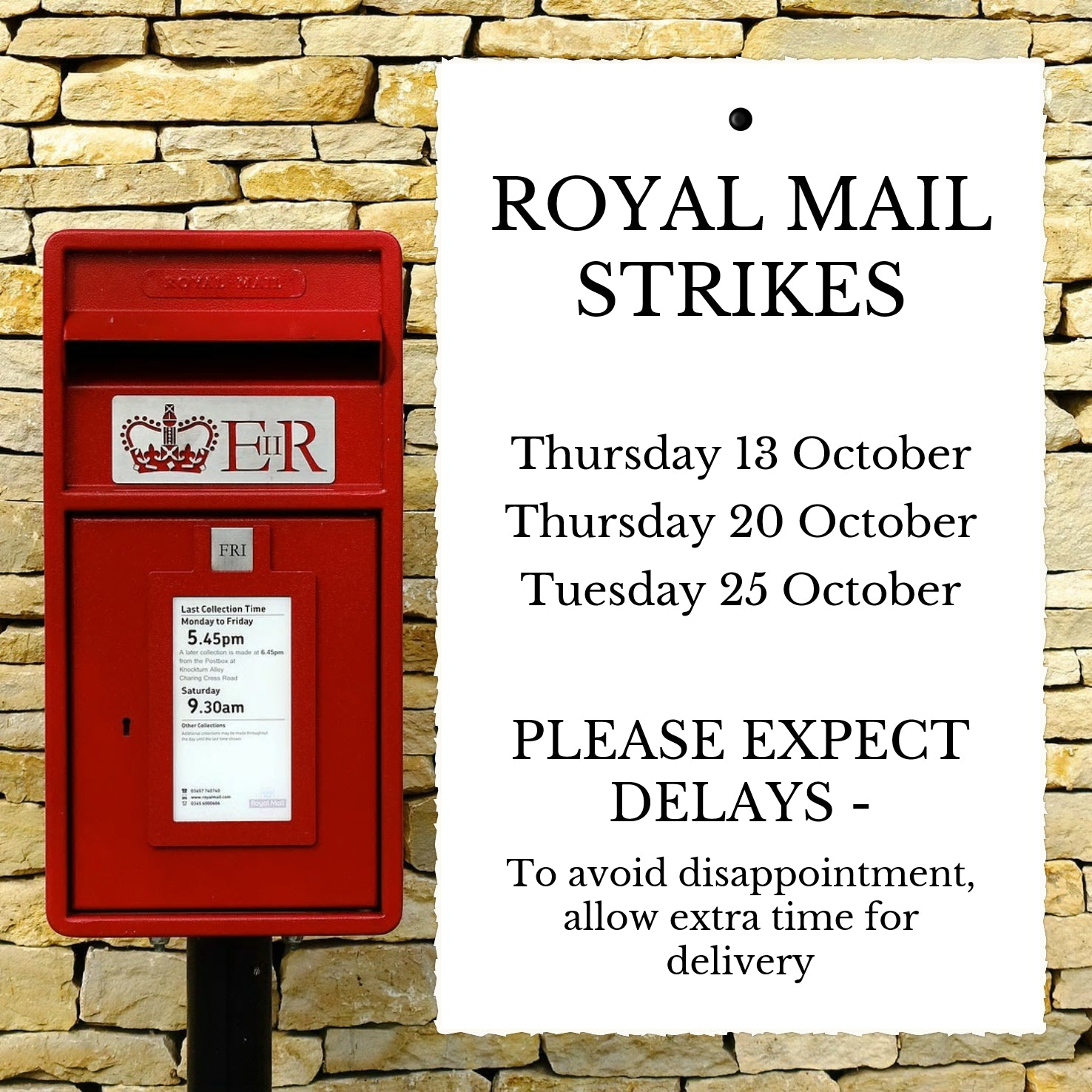 Royal Mail Strikes - Expect Delays – The Dried Petal Company