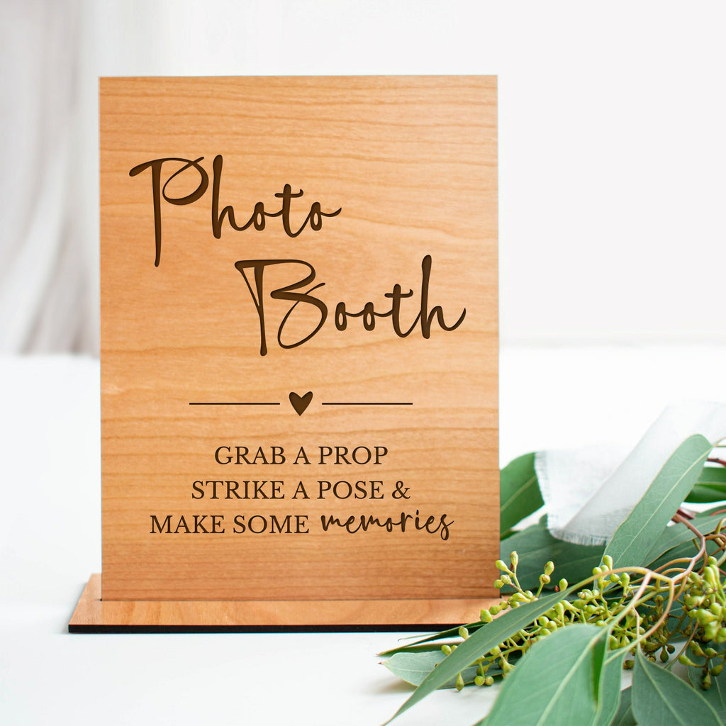 Wooden Laser Engraved Wedding Photo Booth Sign The Dried Petal Company